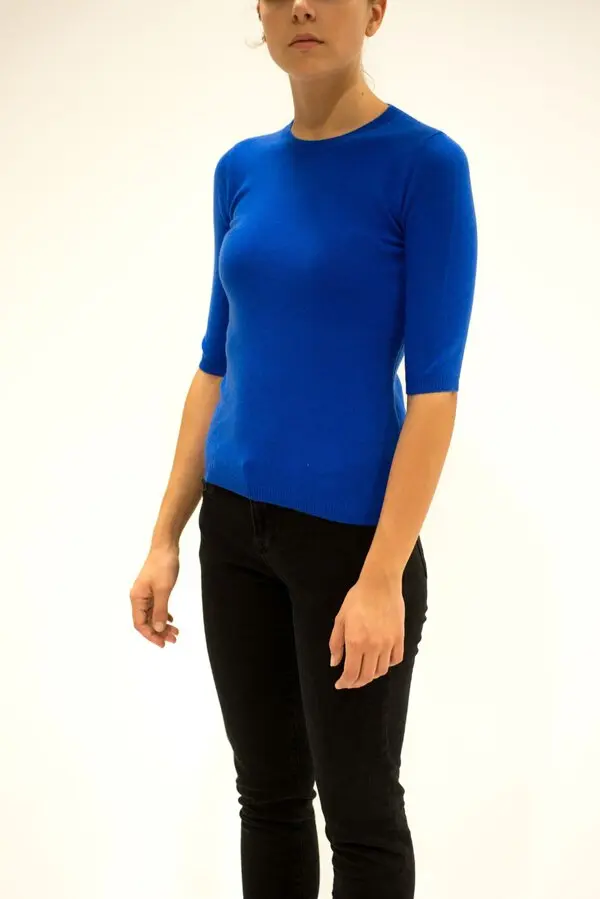 LA ROSE Cashmere 3/4 Sleeve Top - Bluette