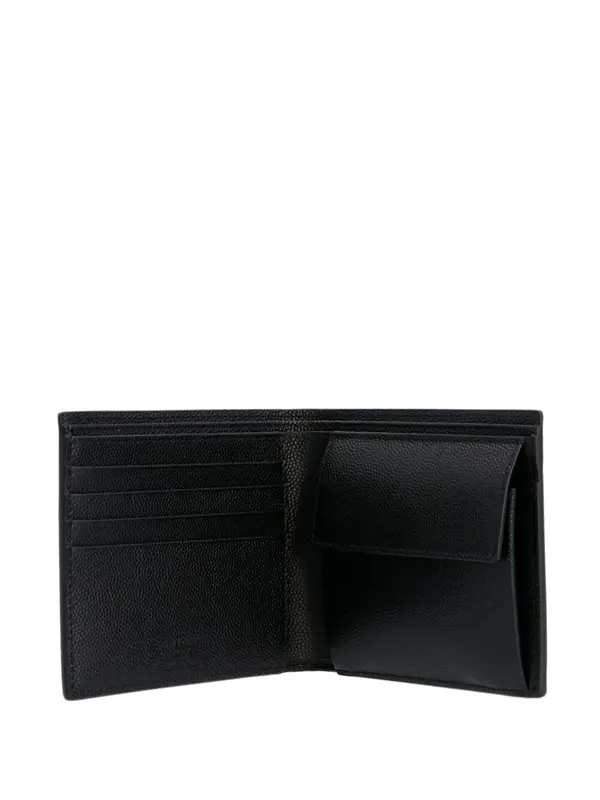 Saint Laurent Paris Logo Print Leather Wallet - Nero