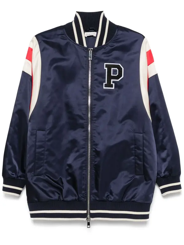 PAROSH Logo Patch Bomber Jacket - Fantasia Blue