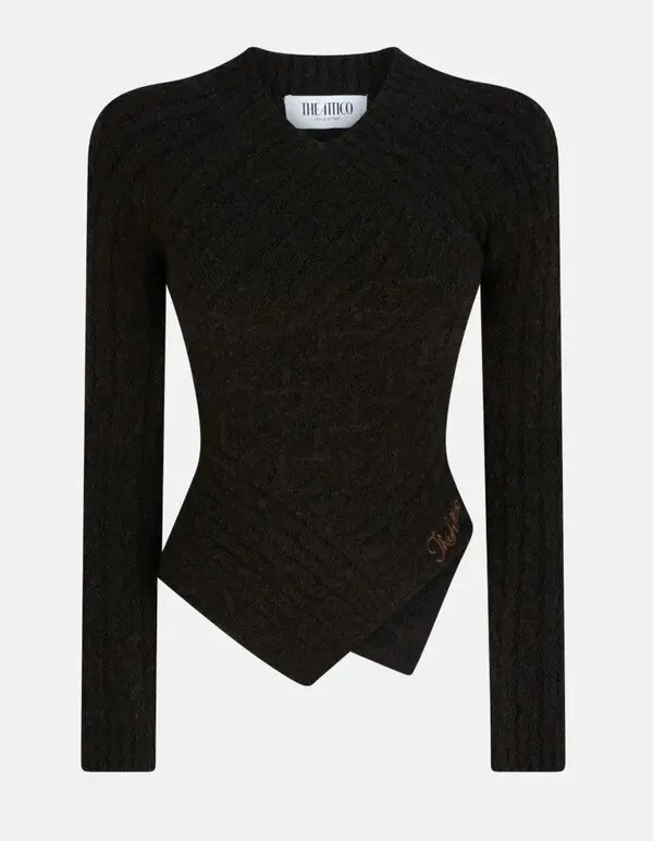Attico Long Sleeve Sweater - Brown