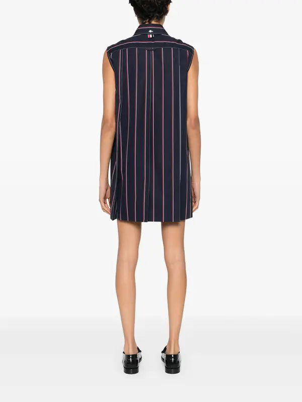Thom Browne Rwb Stripe Mini Wide Shirt Dress - Navy