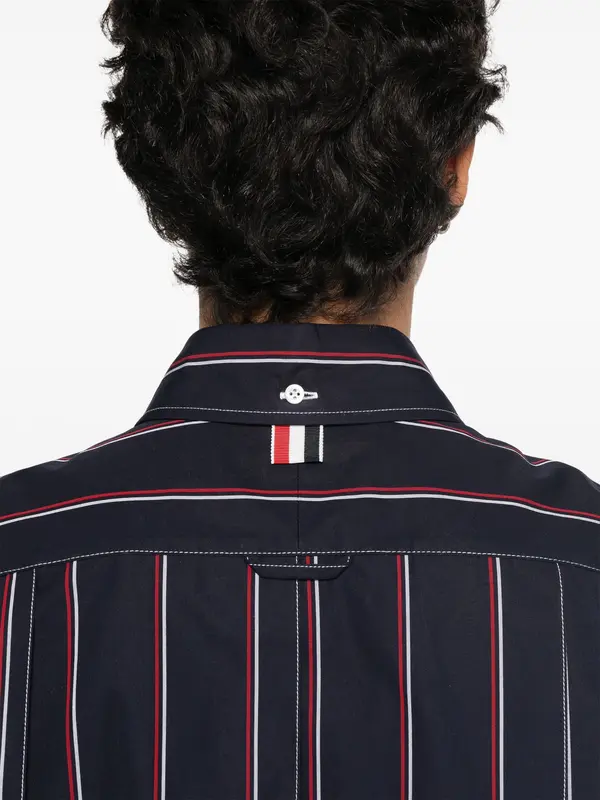 Thom Browne Rwb Stripe Mini Wide Shirt Dress - Navy