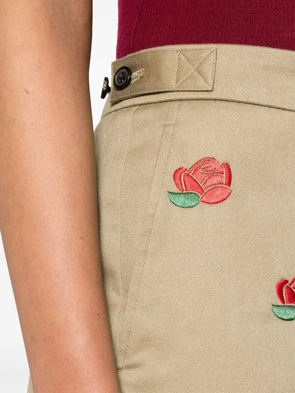 Thom Browne Raven And Roses Cotton Trousers - Camel