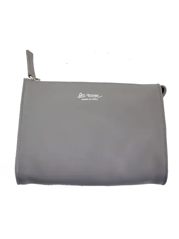 LA ROSE Minimal Leather Makeup Bag - Grigio