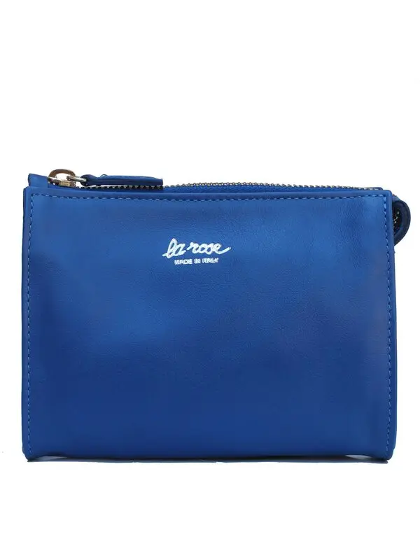 LA ROSE Minimal Leather Makeup Bag - Bluette