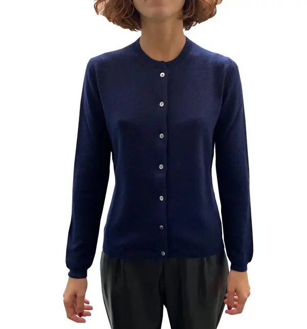 LA ROSE Cashmere Cardigan - Blu