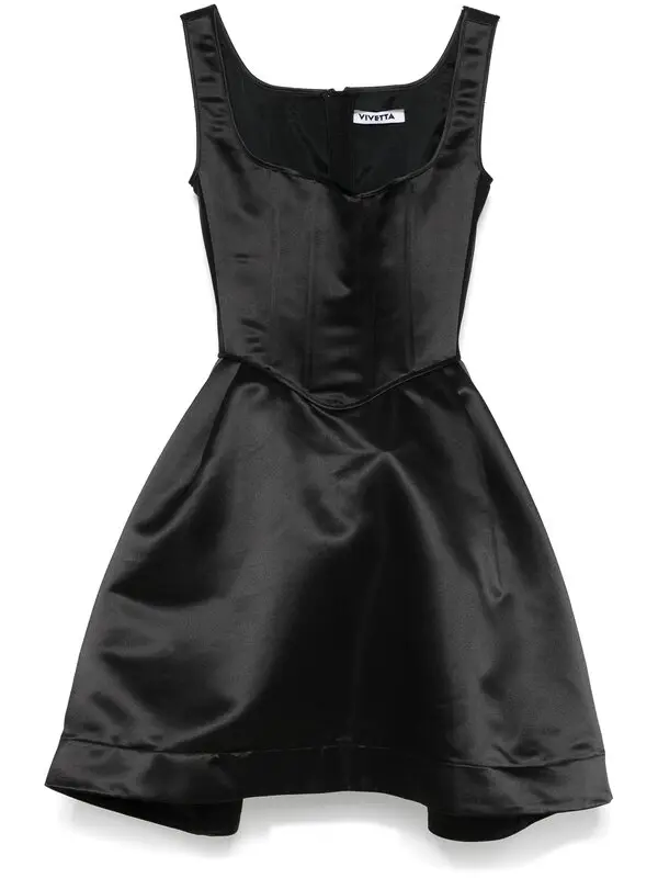 Vivetta Duchess Satin Mini Bustier Dress - Black