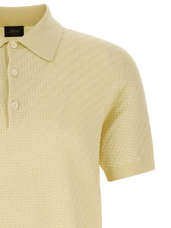 Brioni Weaving Polo Plot - Yellow