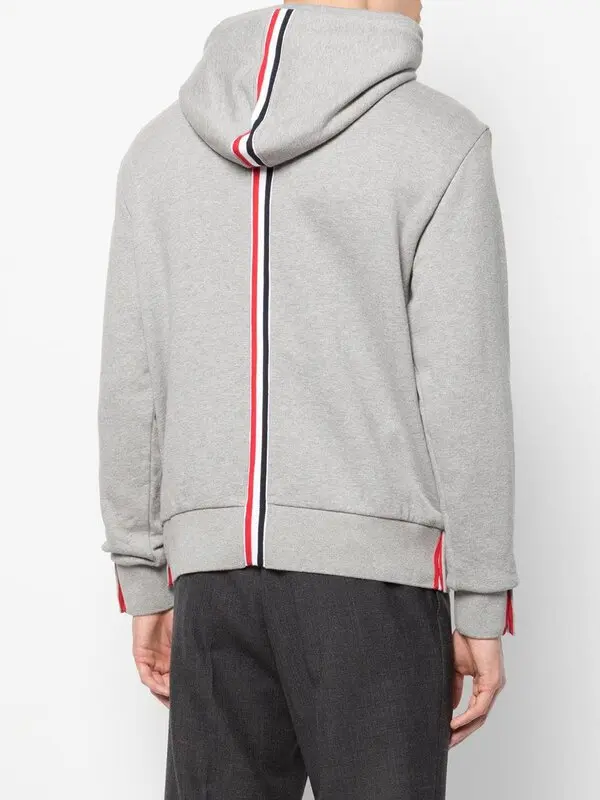 Thom Browne Classic Loopback Pullover Hoodie With Center-back Stripe - Lt Grey