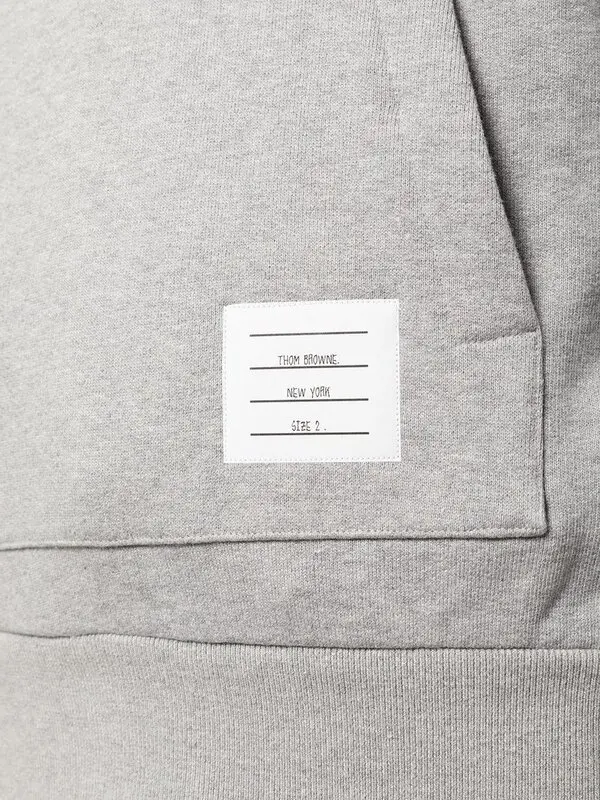 Thom Browne Classic Loopback Pullover Hoodie With Center-back Stripe - Lt Grey