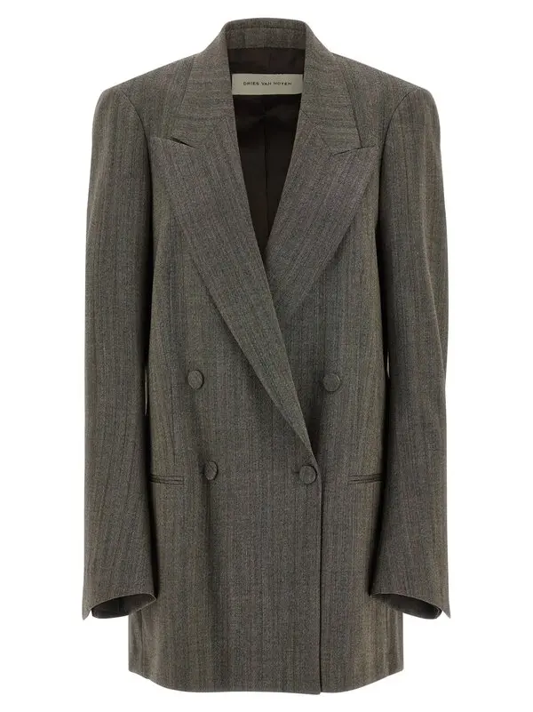 Dries Van Noten Double-breasted Striped Wool Blazer