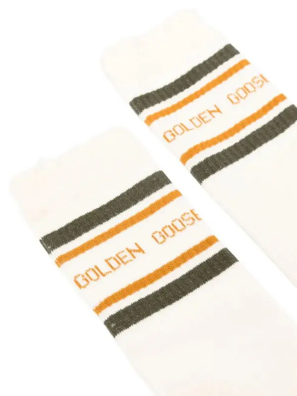 Golden Goose High Rib Socks - Heritage White/forest Night/tinsel
