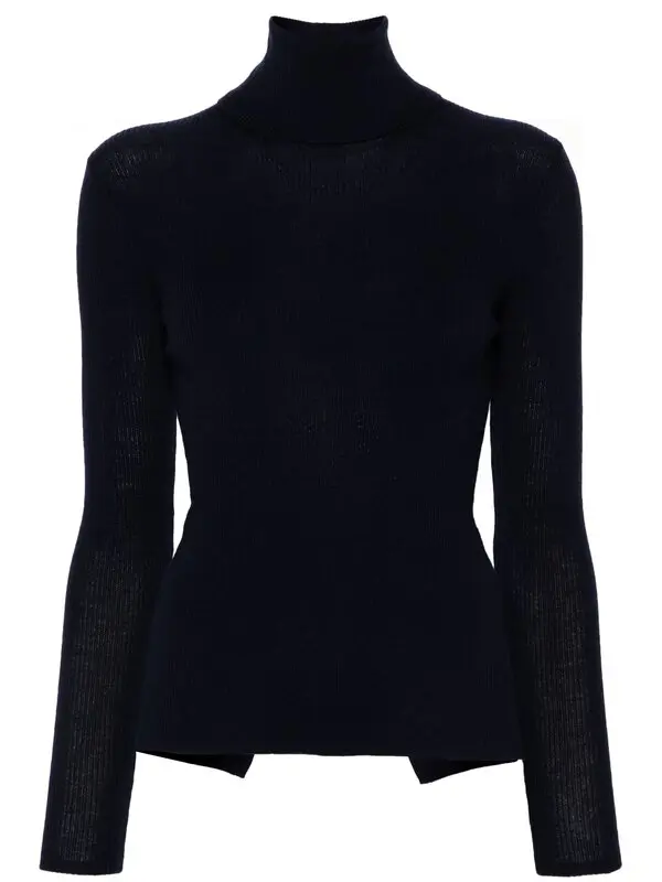 PAROSH Leila Turtle Neck Ribbed Knit Jumper