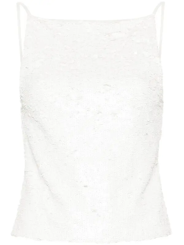 PAROSH Sequin-embellished Open Back Top
