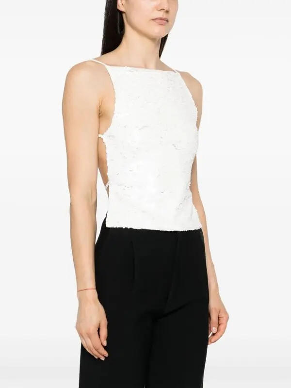 PAROSH Sequin-embellished Open Back Top