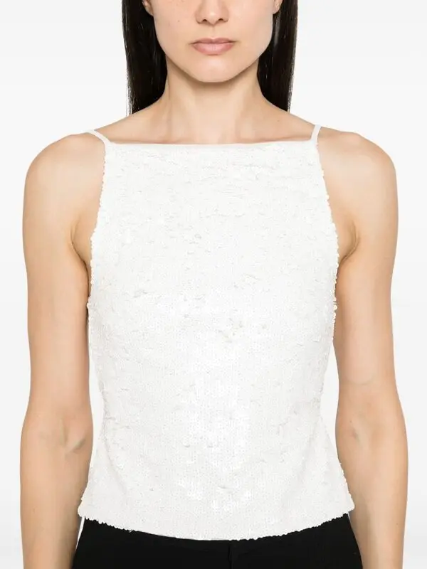 PAROSH Sequin-embellished Open Back Top