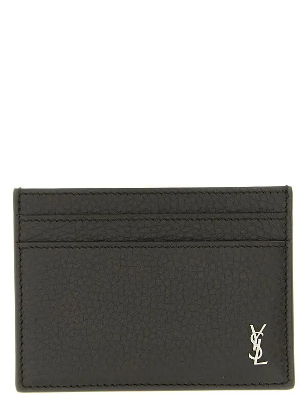 Saint Laurent Tiny Cassandre' Card Holder - Brown
