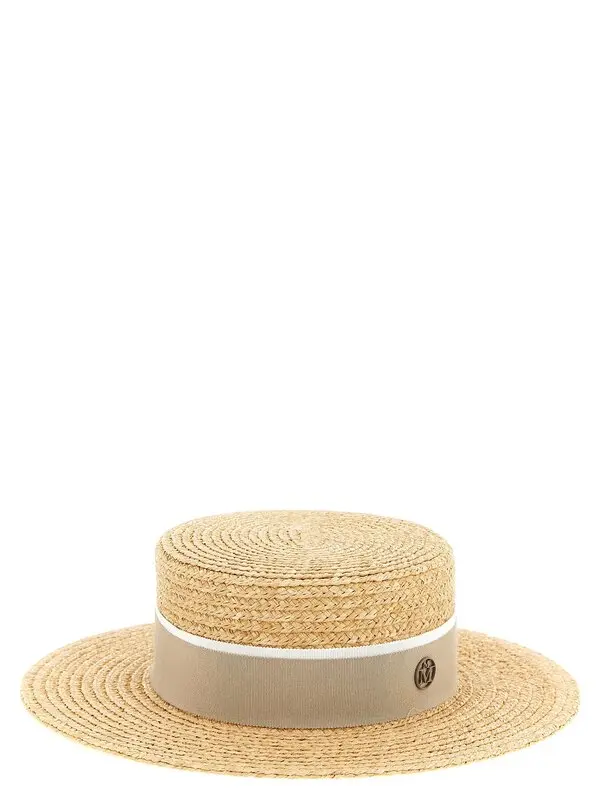 MAISON MICHEL Kiki Straw Boater Hat - Beige
