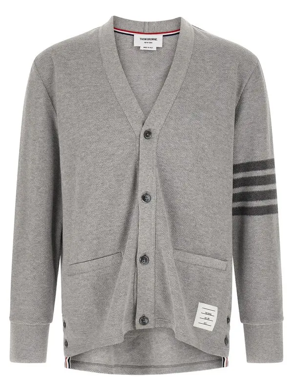 Thom Browne 4-bar Honeycomb Knit Cardigan - Gray
