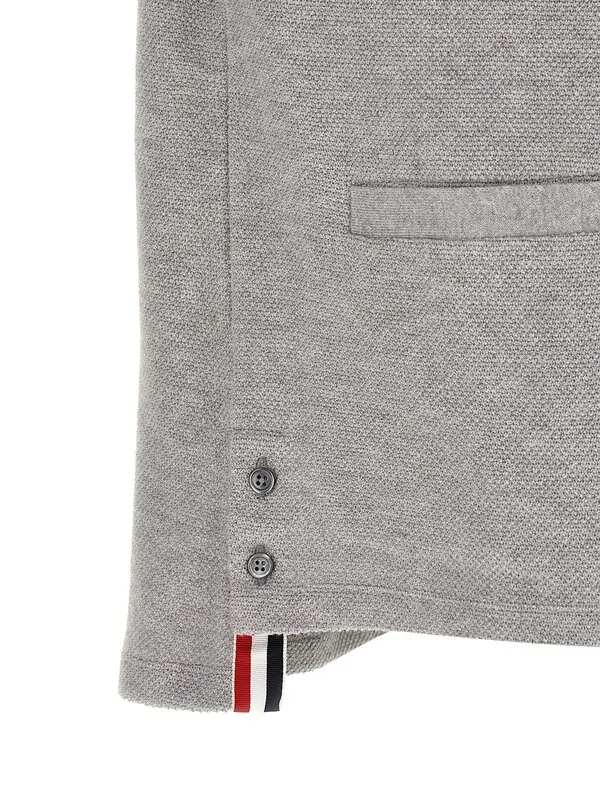 Thom Browne 4-bar Honeycomb Knit Cardigan - Gray