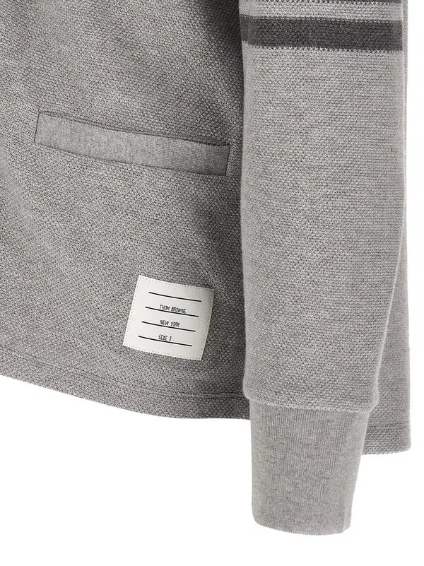 Thom Browne 4-bar Honeycomb Knit Cardigan - Gray