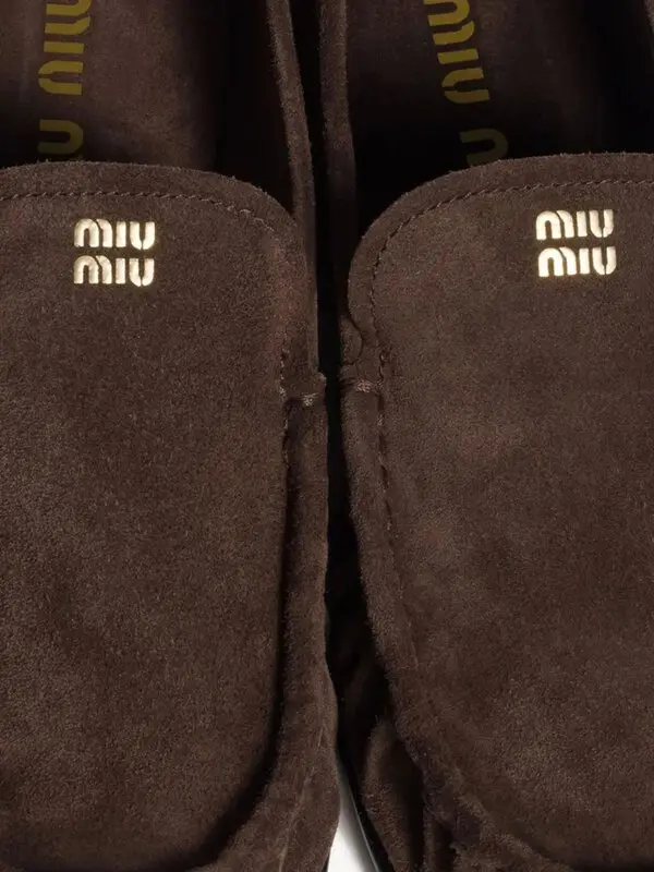 Miu Miu Mocassini Suede Loafers - Moro