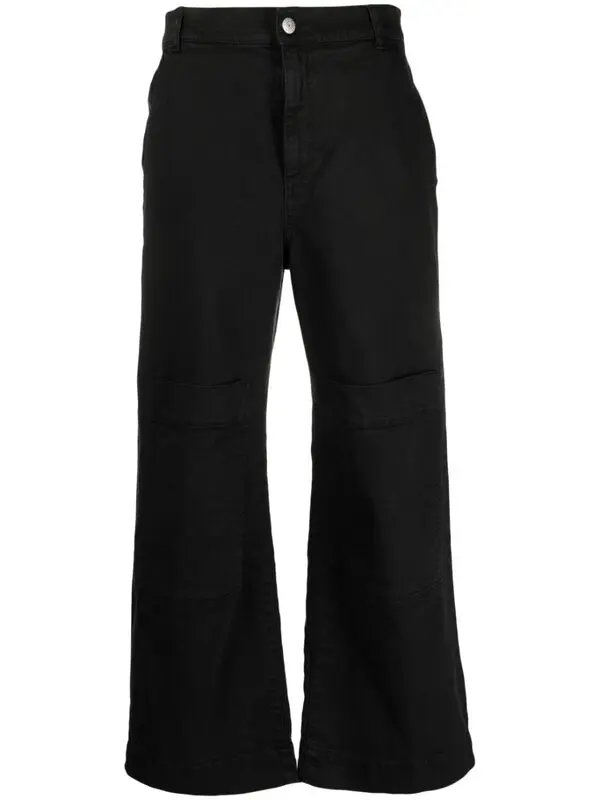 PAROSH Low Rise Wide Leg Jeans - Nero