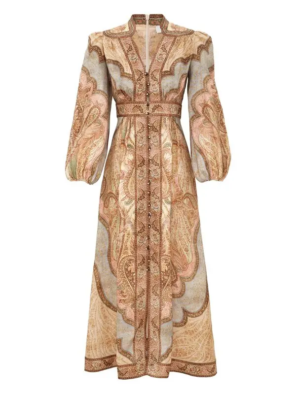 Zimmermann Wanderlust Low Cut Midi Dress - Multicolour