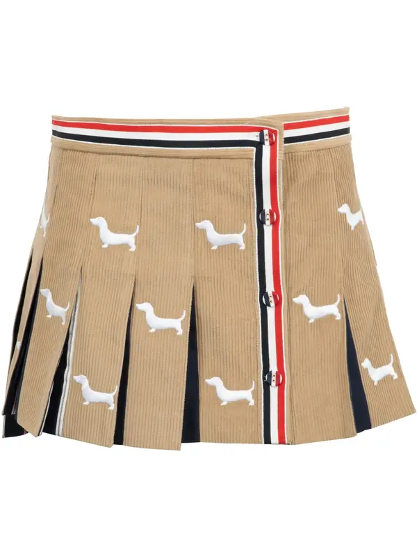 Thom Browne Hector Embroidery Corduroy Mini Skirt - Khaki