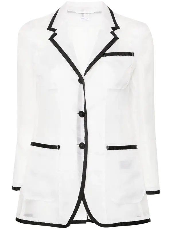 Thom Browne Semi-sheer Organza Blazer - White