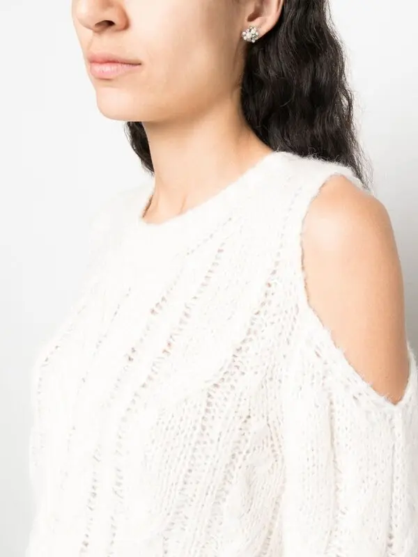 PAROSH Off-shoulder Crochet Jumper