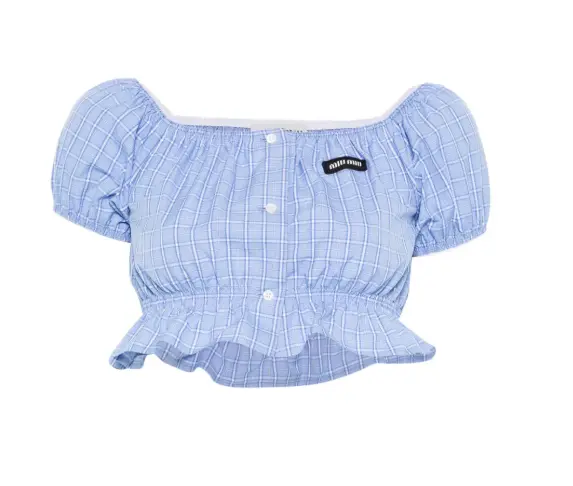 Miu Miu Poplin Checked Top