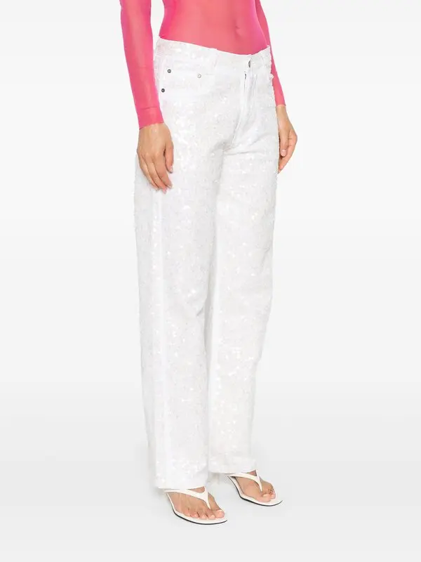 PAROSH Sequin Embellished Straight Jeans