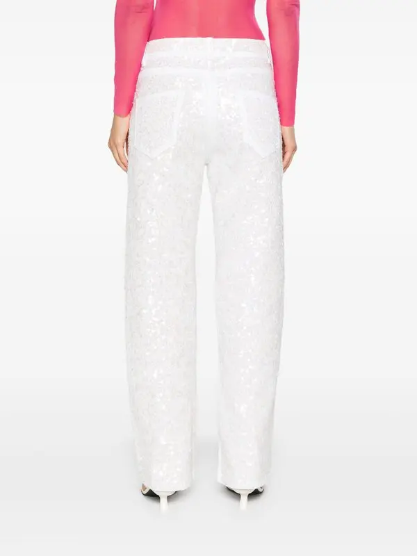 PAROSH Sequin Embellished Straight Jeans