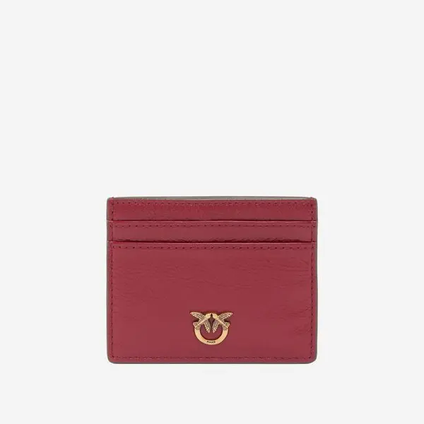 Pinko Leather Card Holder With Logo - Red