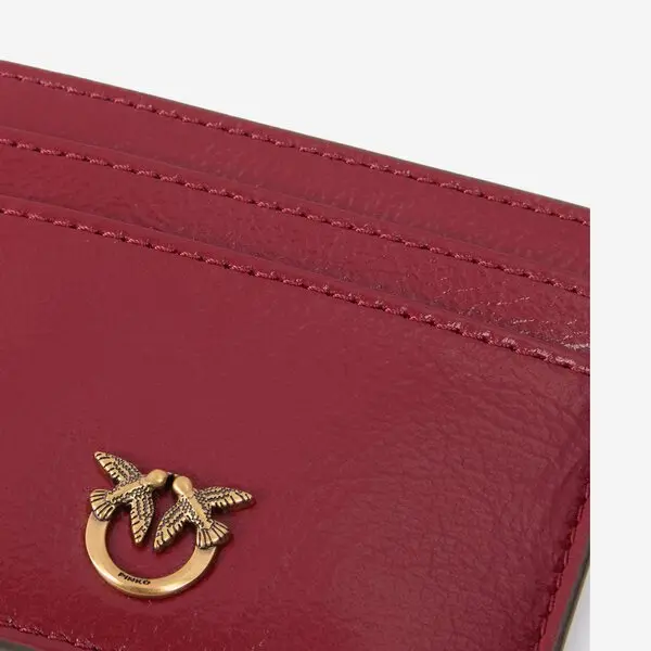 Pinko Leather Card Holder With Logo - Red