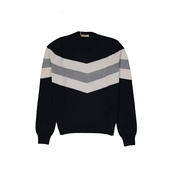 Herno Zigzag Stripe Wool Sweater - Blue