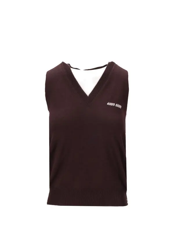 Miu Miu Maglieria Wool Vest - Cacao