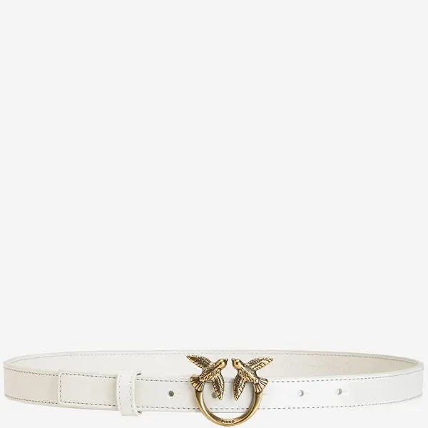 Pinko Love Berry Leather Belt - White