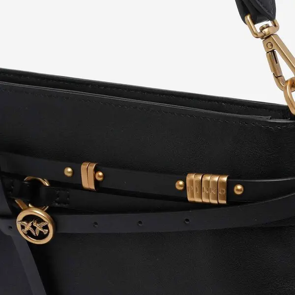 Pinko Leather Shoulder Bag - Black