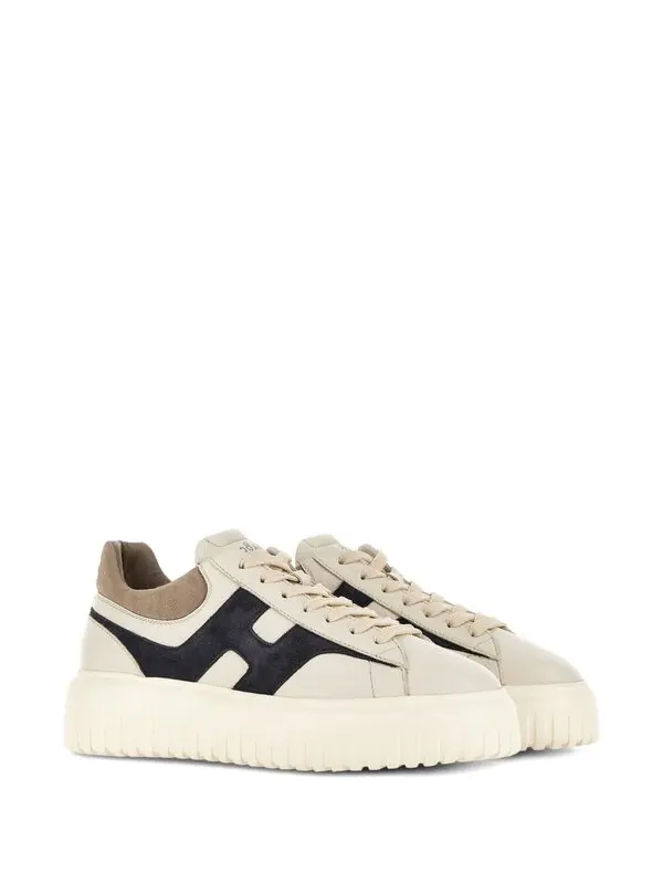 Hogan H Stripes Leather Sneakers - Beige