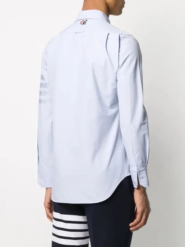 Thom Browne Classic Fit Shirt W/ Bar In Oxford Satin Weave - Light Blue