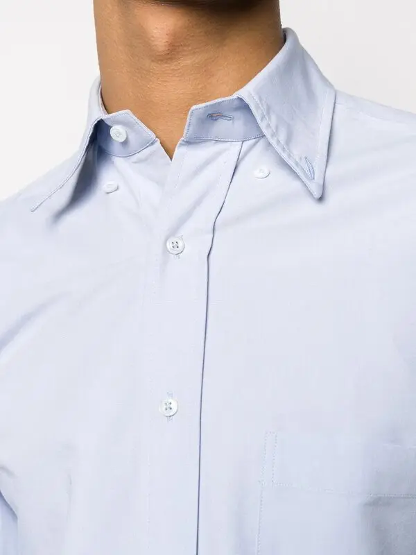Thom Browne Classic Fit Shirt W/ Bar In Oxford Satin Weave - Light Blue
