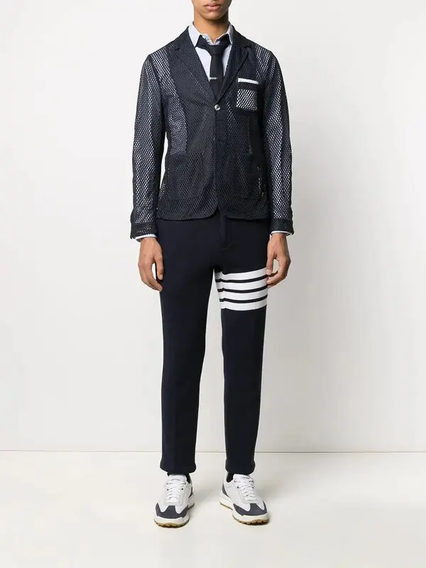 Thom Browne Classic Fit Shirt W/ Bar In Oxford Satin Weave - Light Blue