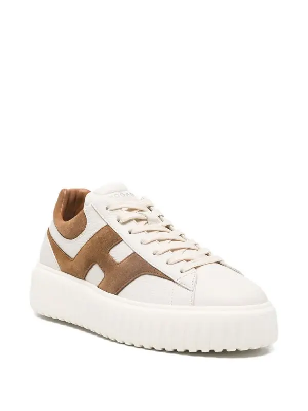 Hogan H Stripes Leather Sneakers - Beige