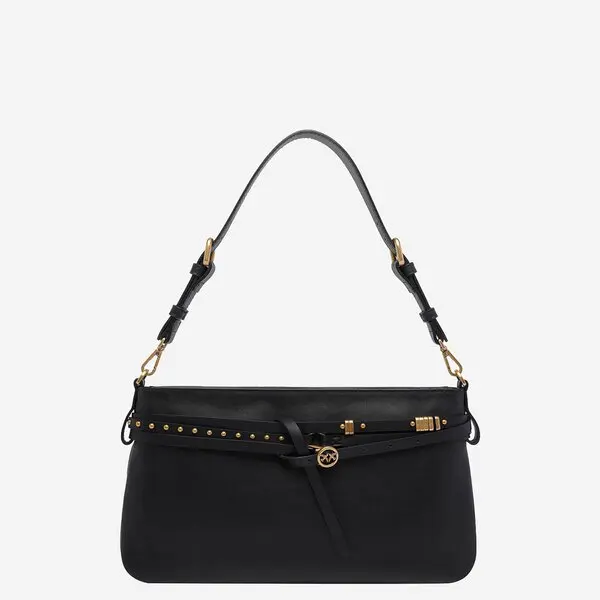 Pinko Leather Shoulder Bag - Black