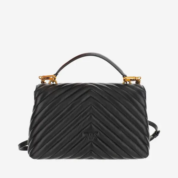 Pinko Nappa Leather Bag With Chain Strap - Black