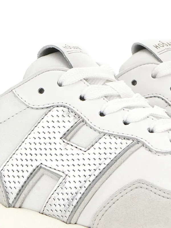 Hogan H641 Leather Sneakers - Silver