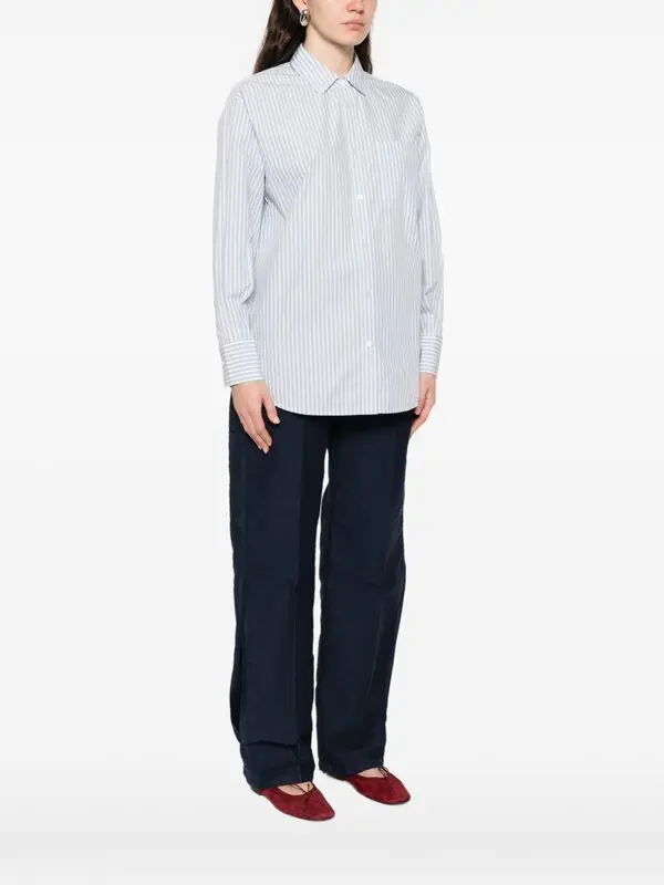 Woolrich Striped Cotton Shirt - Clear Blue