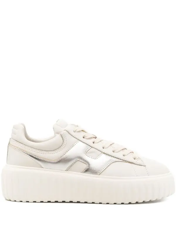 Hogan H Stripes Leather Sneakers - Grey